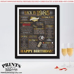 Back in 1985 Birthday Poster Board, Flashback to 1985 Birthday ...