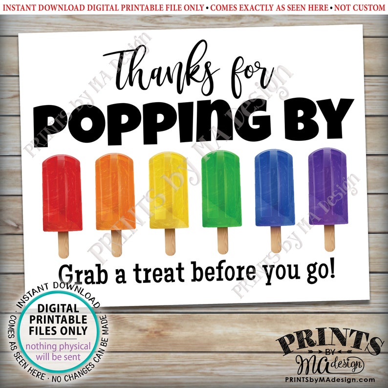 Thanks for Popping by Sign Ice Pops Party Favor Sign | Etsy