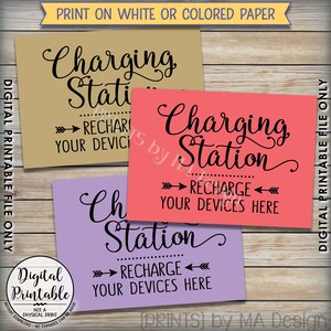 Charging Station Sign, Recharge Your Devices Here, Wedding Charge Bar ...
