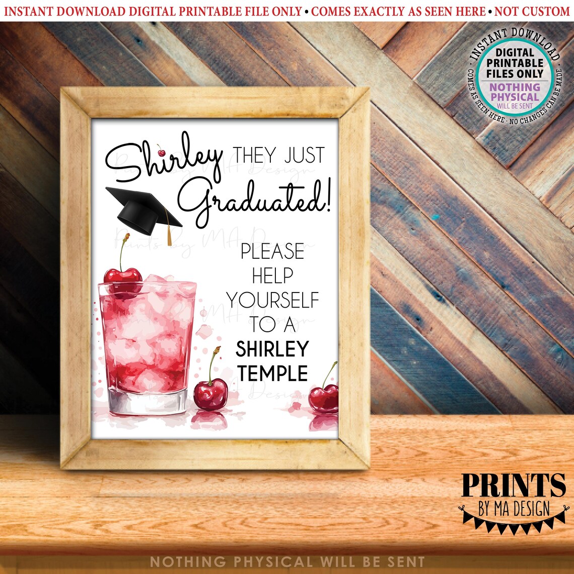 Graduation Shirley Temple Sign, Non-alcoholic Signature Drink Station ...