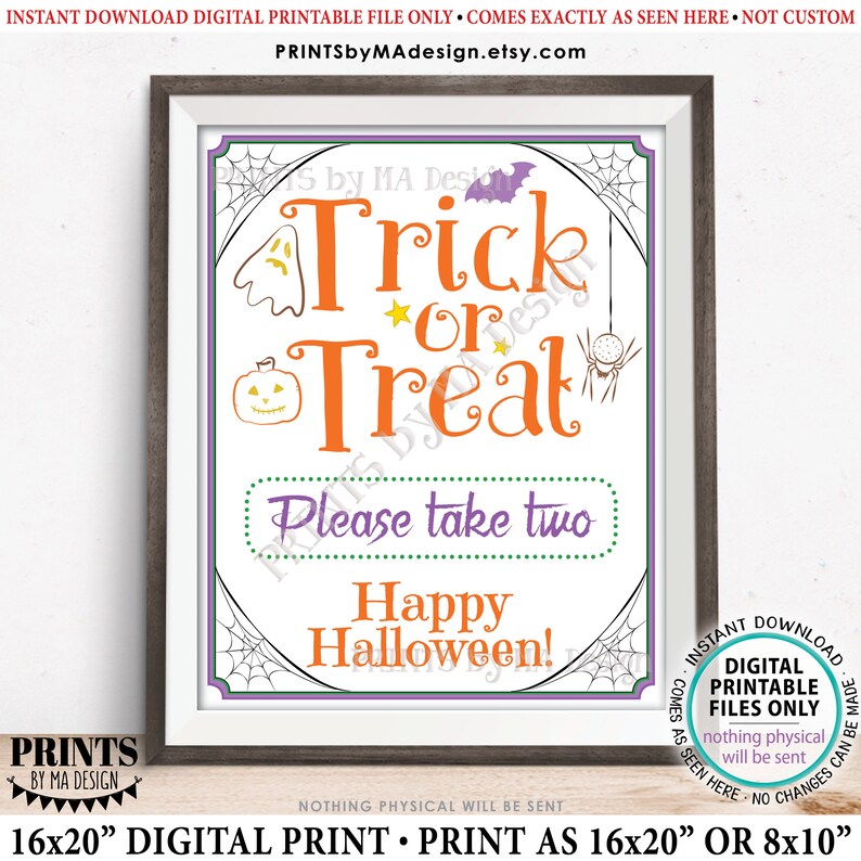 Trick or Treat Sign Please Take Two Help Yourself to Candy | Etsy