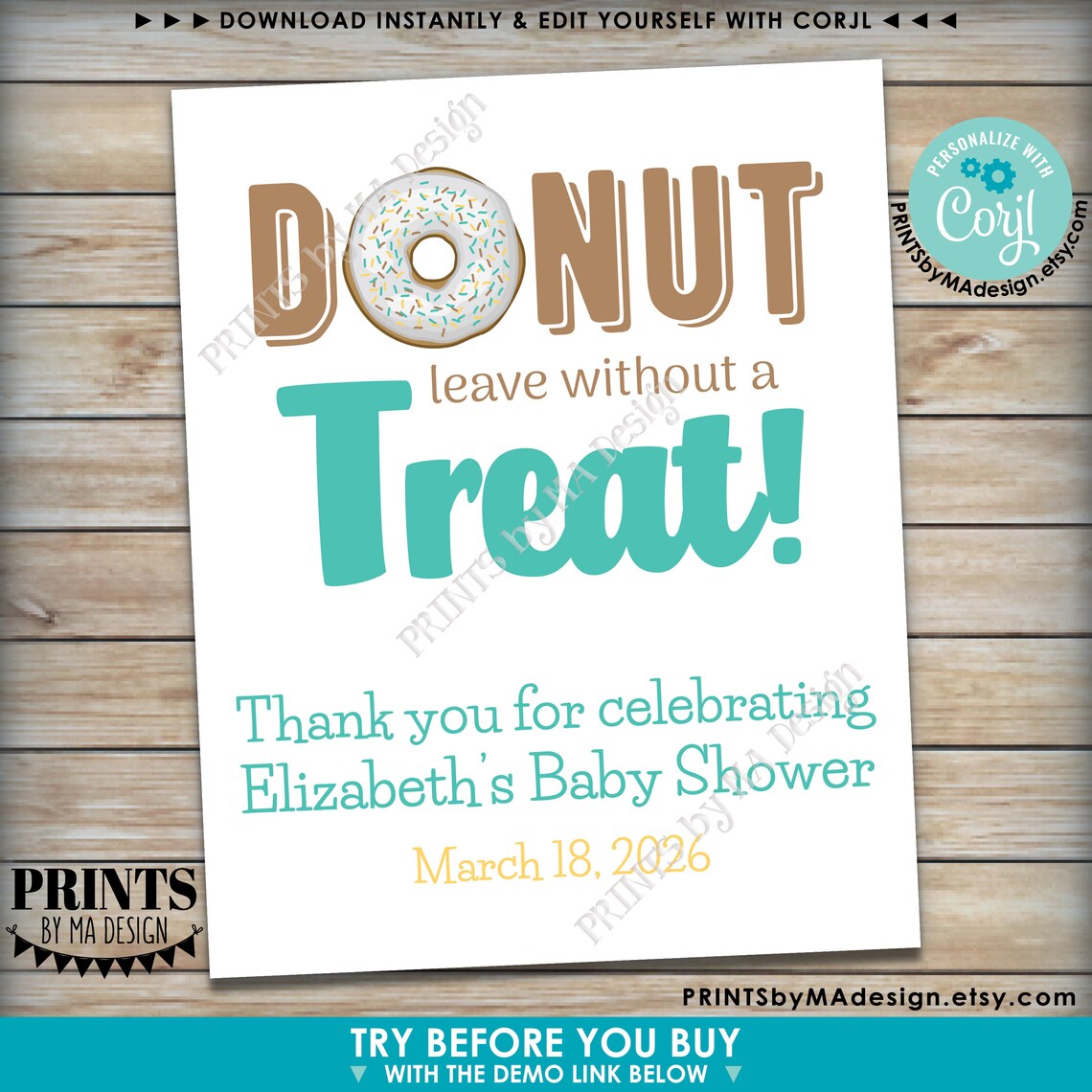 Custom Donut Sign, Donut Leave With Out a Treat, PRINTABLE 8x10/16x20 ...