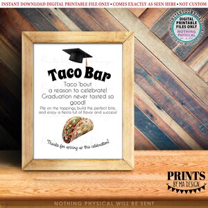 Graduation Taco Bar Sign, Funny Tacos Display Fiesta Themed Menu, Punny ...