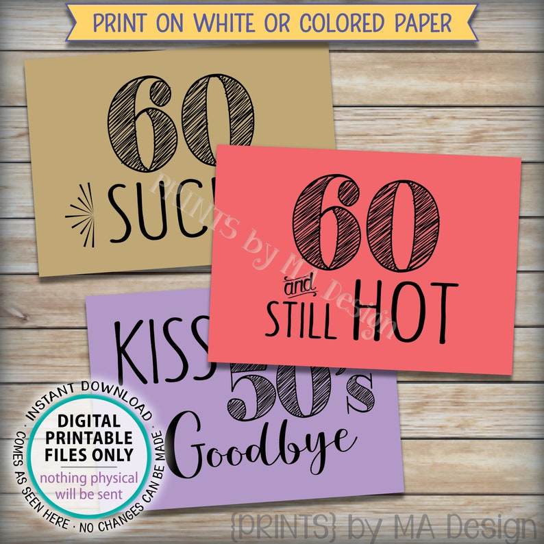 60th Birthday Party Candy Signs 60 Sucks Blows Rocks 60 and | Etsy España