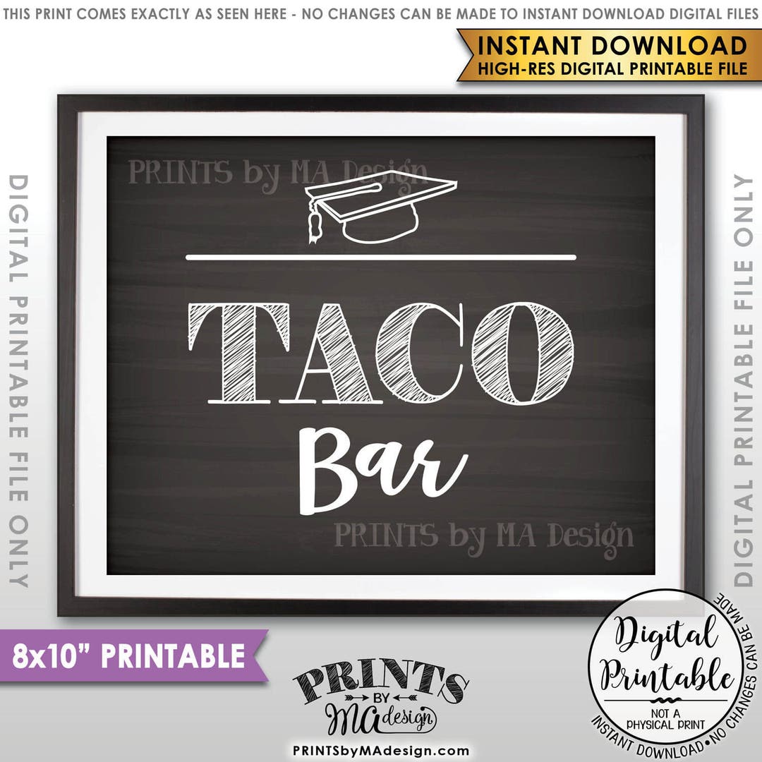 Taco Bar Sign, Taco Sign, Graduation Party Food, Build Your Own Tacos ...