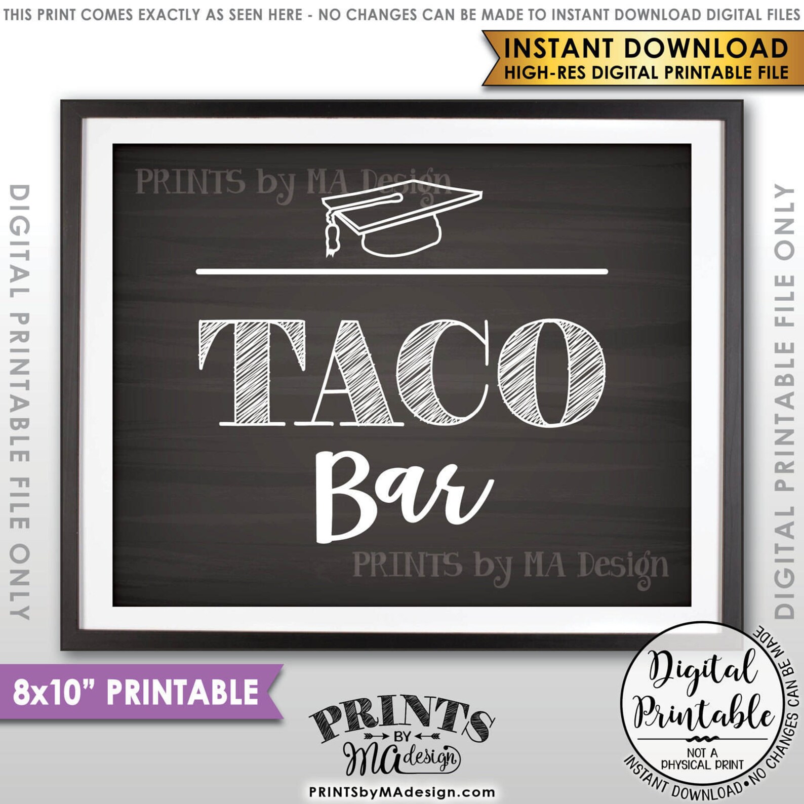 Taco Bar Sign Taco Sign Graduation Party Food Build Your - Etsy
