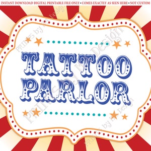 Tattoo Parlor Sign, Carnival Tattoo Studio, Circus Activities & Games ...