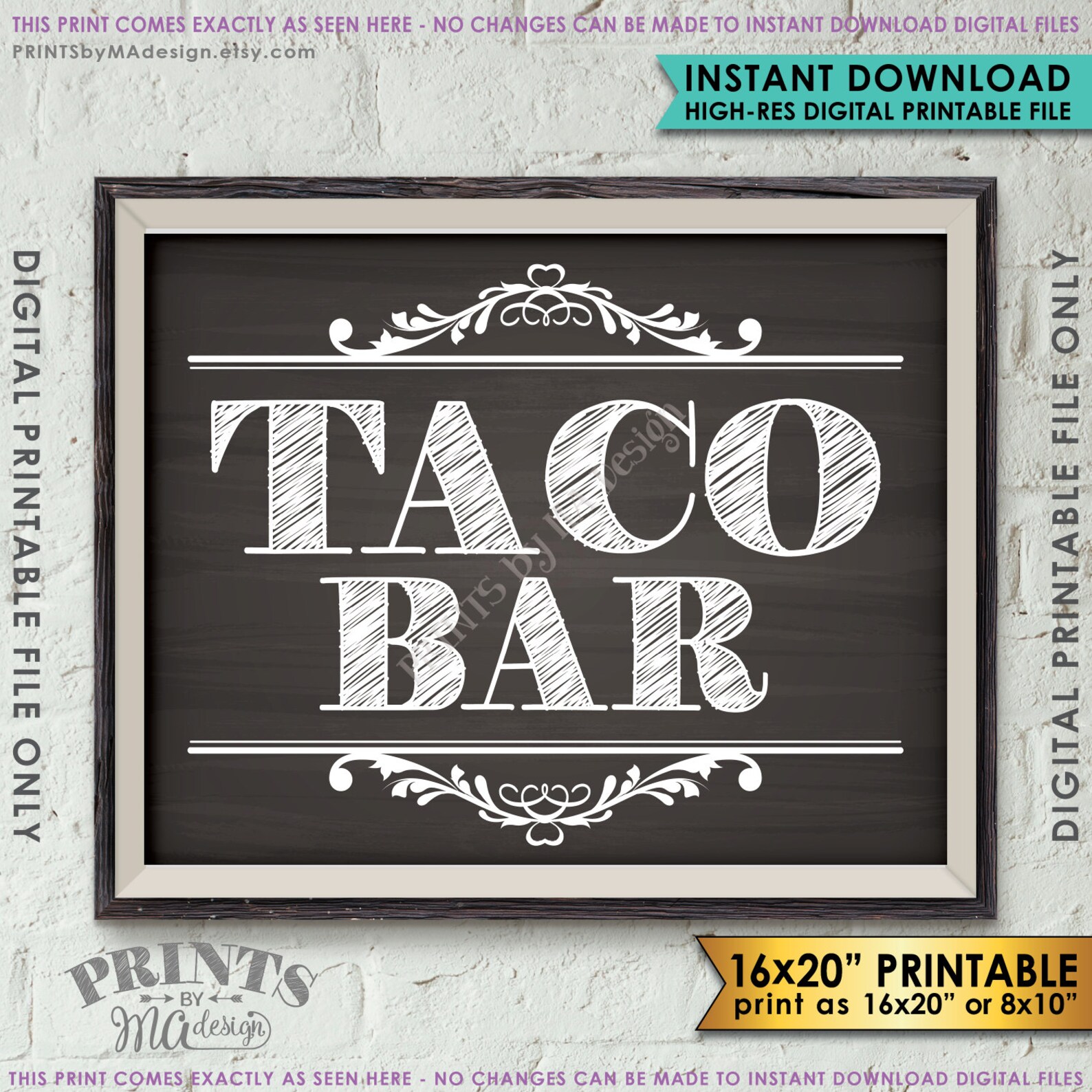 Taco Bar Sign Taco Sign Wedding Reception Shower Birthday - Etsy