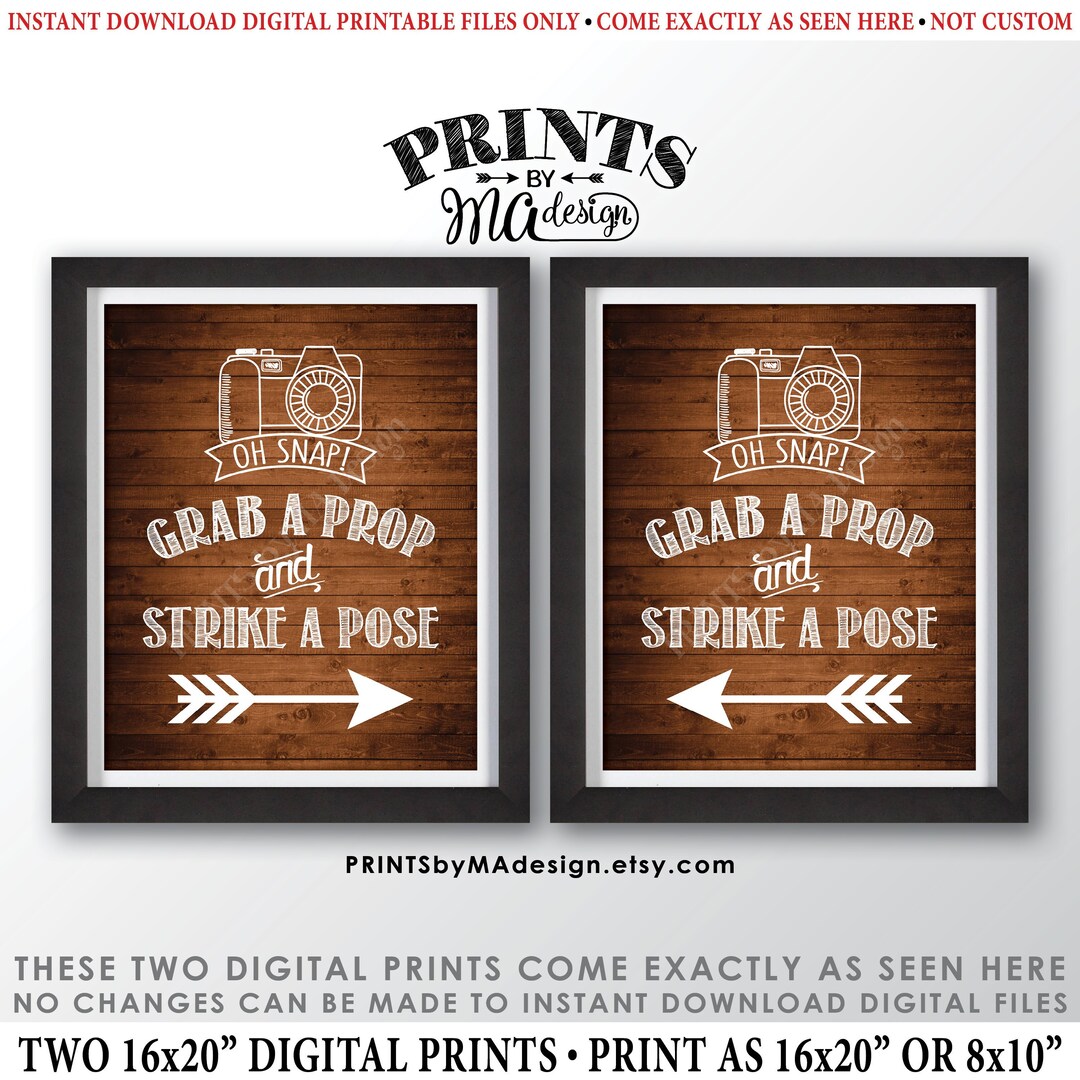 Grab a Prop and Strike a Pose Signs With Arrows, Oh Snap Selfie Station ...