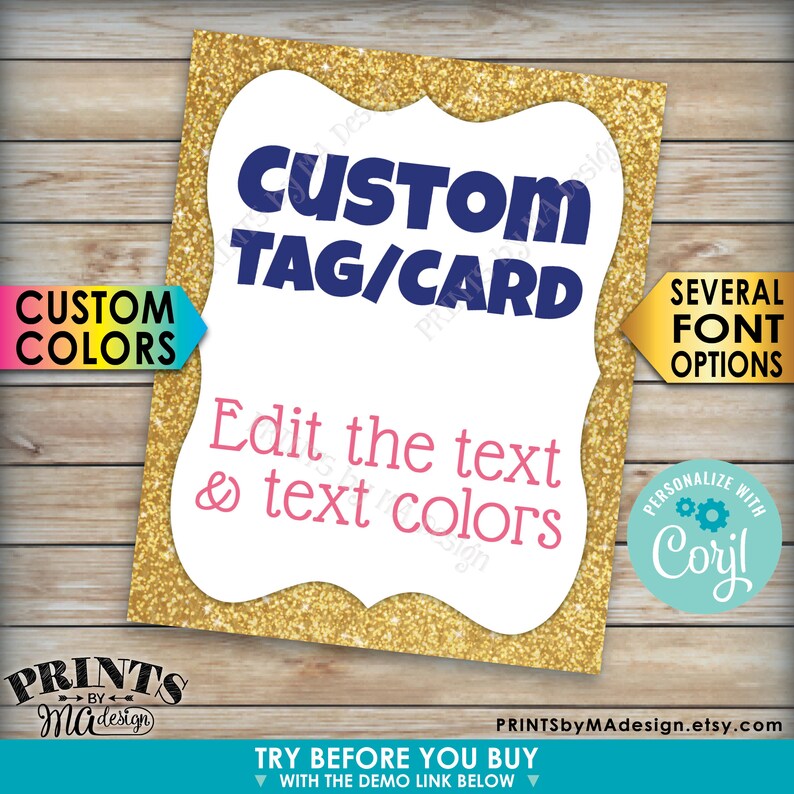 Custom Gold Glitter Card/tag Choose Text Graduation - Etsy