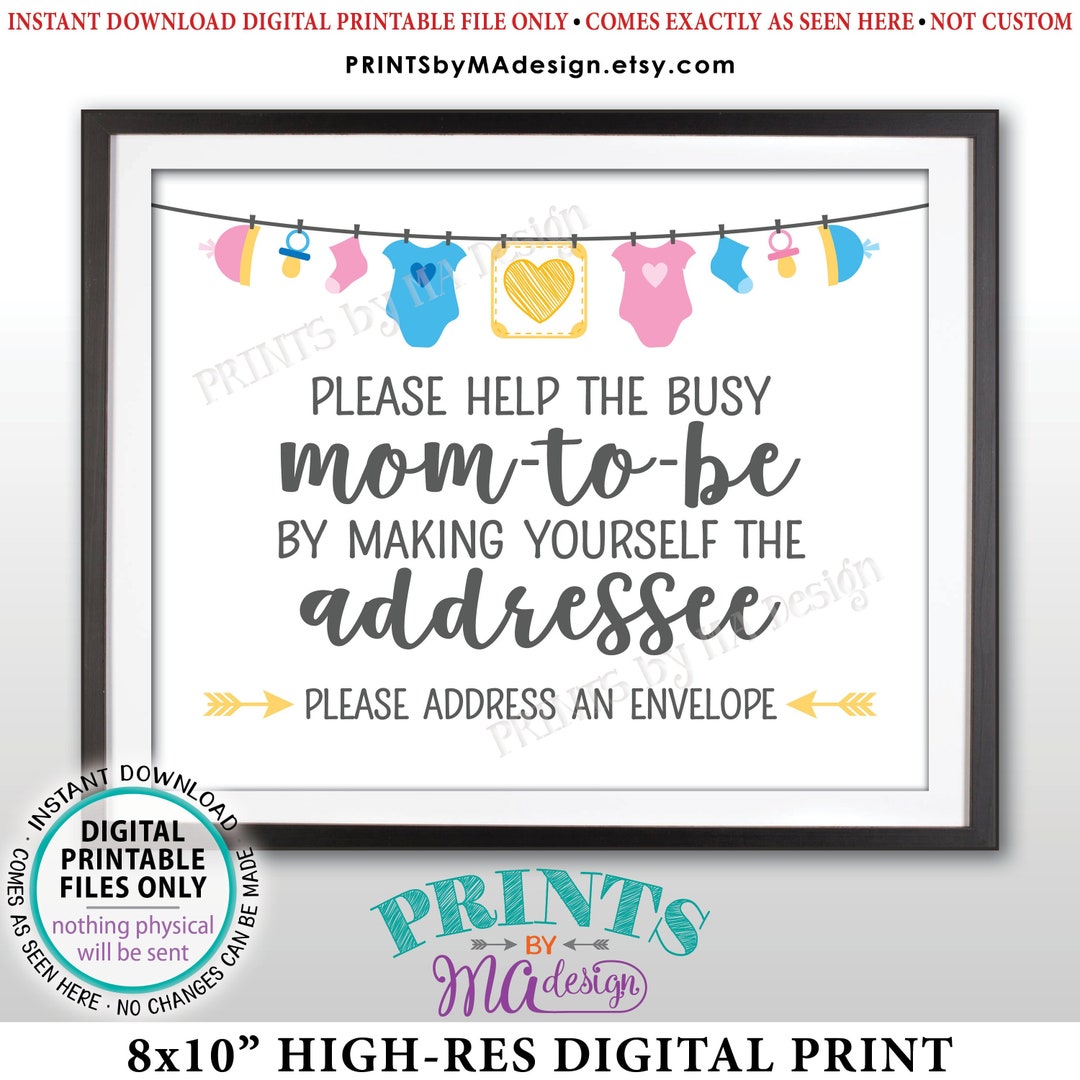 Baby Shower Address an Envelope Sign, Help the Mom-to-be Address an ...