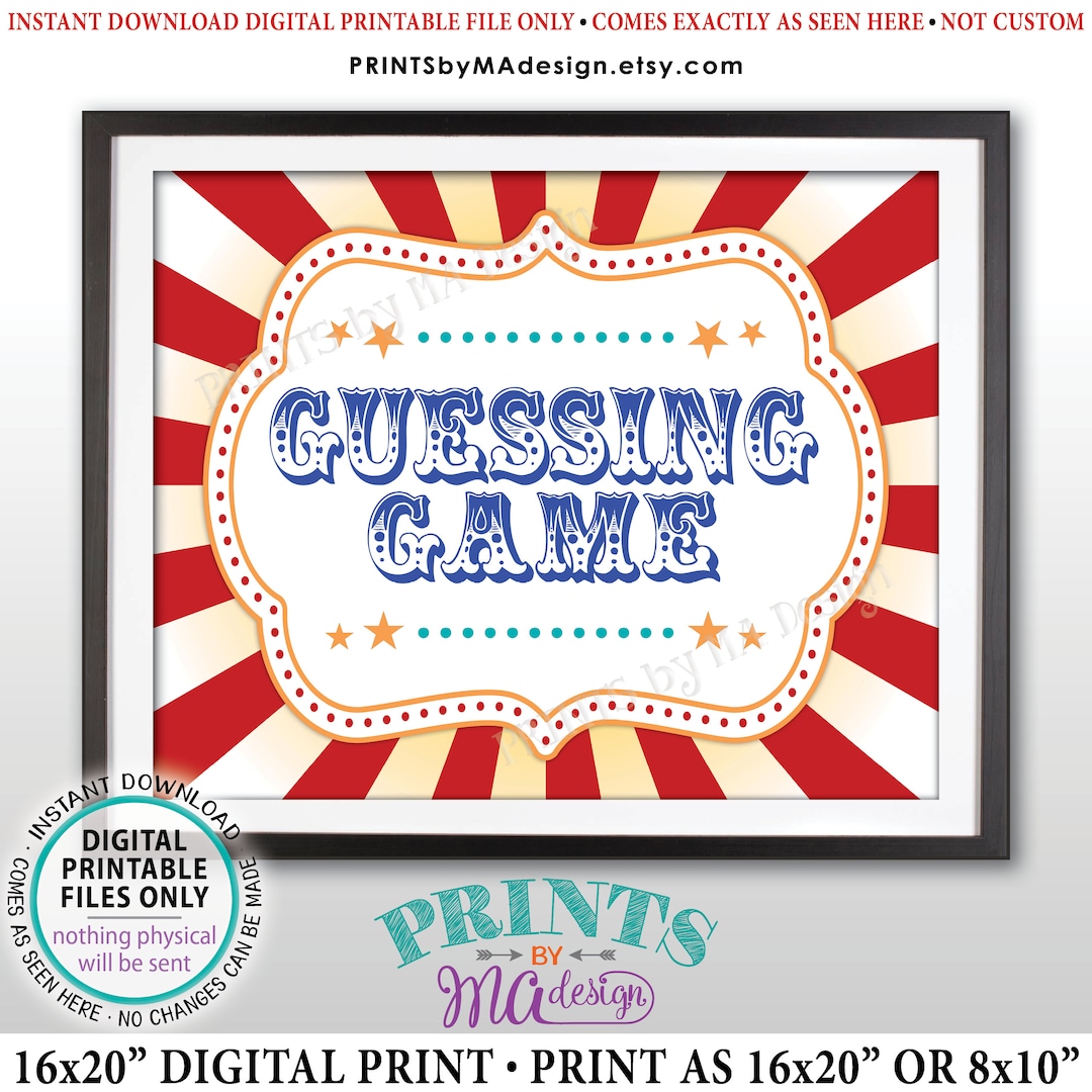 Guessing Game Sign, Guess How Many, Guess the Candy, Carnival Theme ...