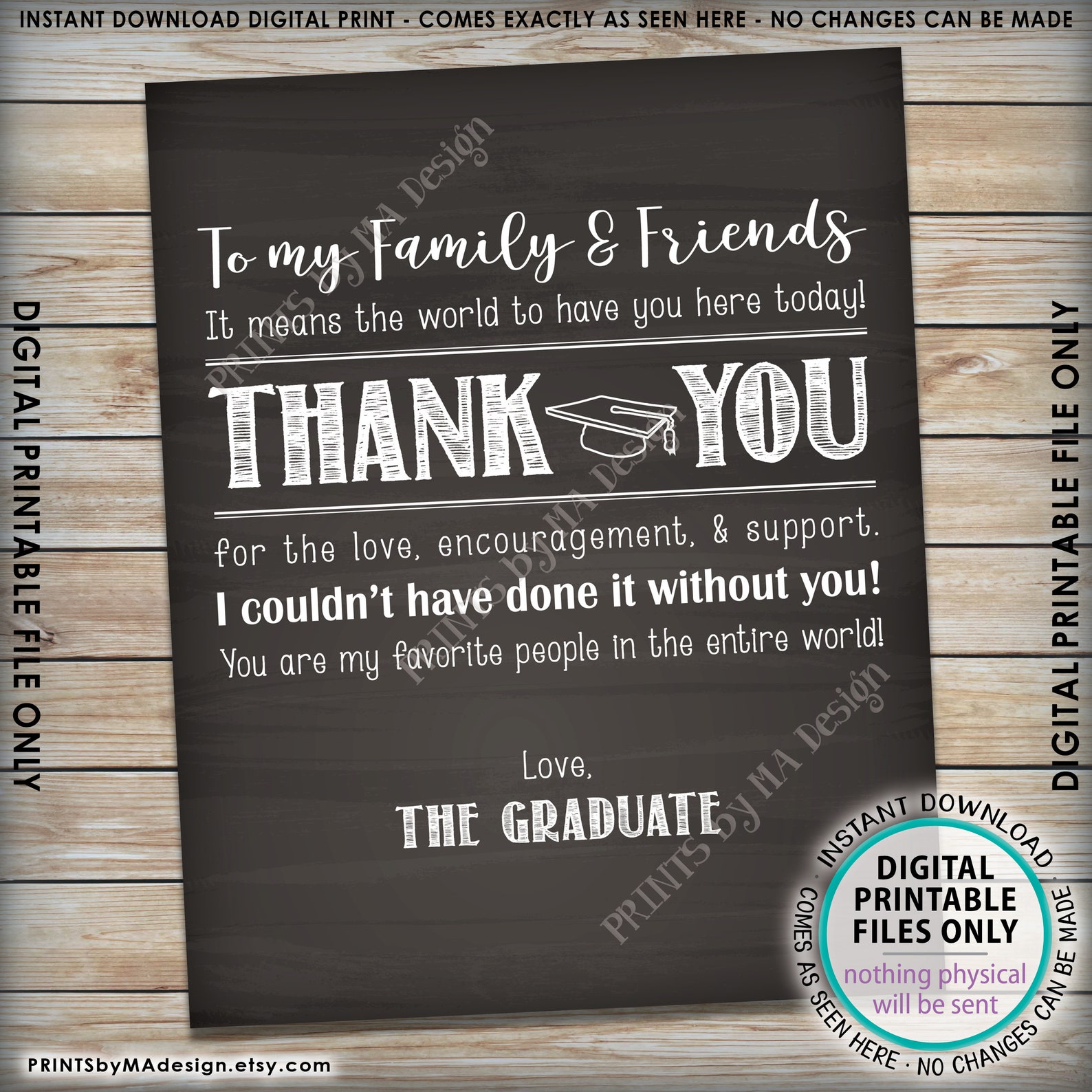 Grad Thank You Sign Thanks From the Graduate Thank You Card - Etsy