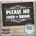 Please No Food or Drink Sign, Keep Food Out, PRINTABLE 5x7” Chalkboard ...