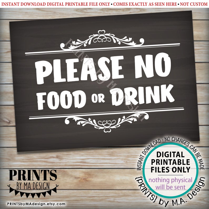 Please No Food or Drink Sign Keep Food Out PRINTABLE 5x7 - Etsy