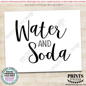 Water and Soda Sign, Non-alcoholic Drinks Sign, Refreshments Display ...