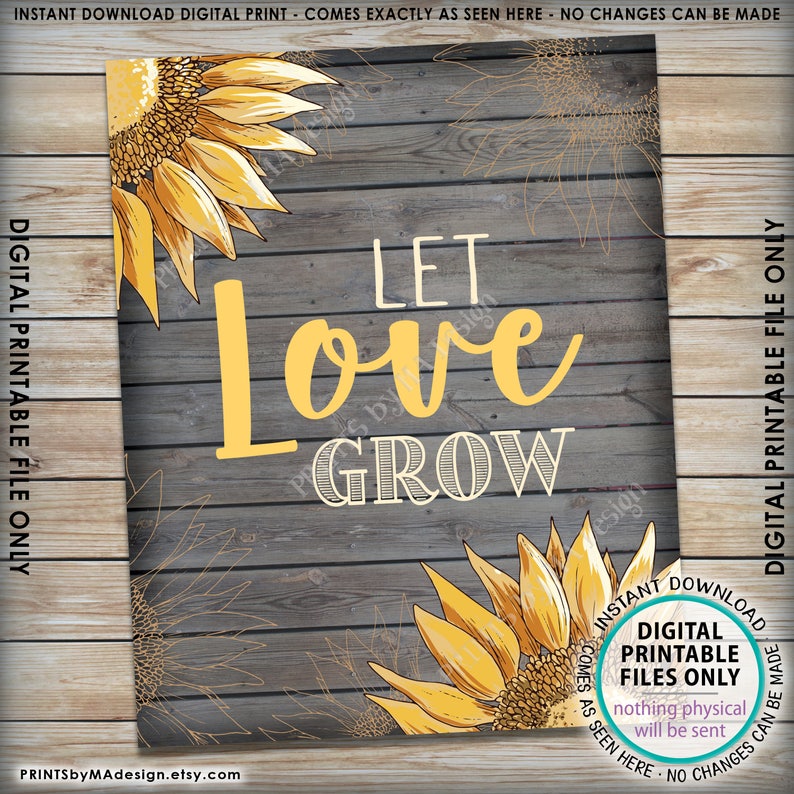 Let Love Grow Sunflower Sign Country Wedding Sunflowers - Etsy