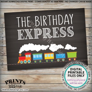 Train Birthday Signs, Train Theme Birthday, All Aboard the Birthday ...