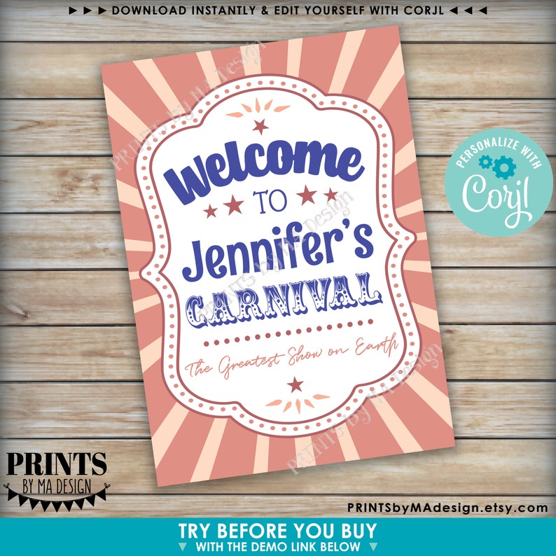Carnival Welcome Sign Welcome to the Carnival Entrance Sign | Etsy
