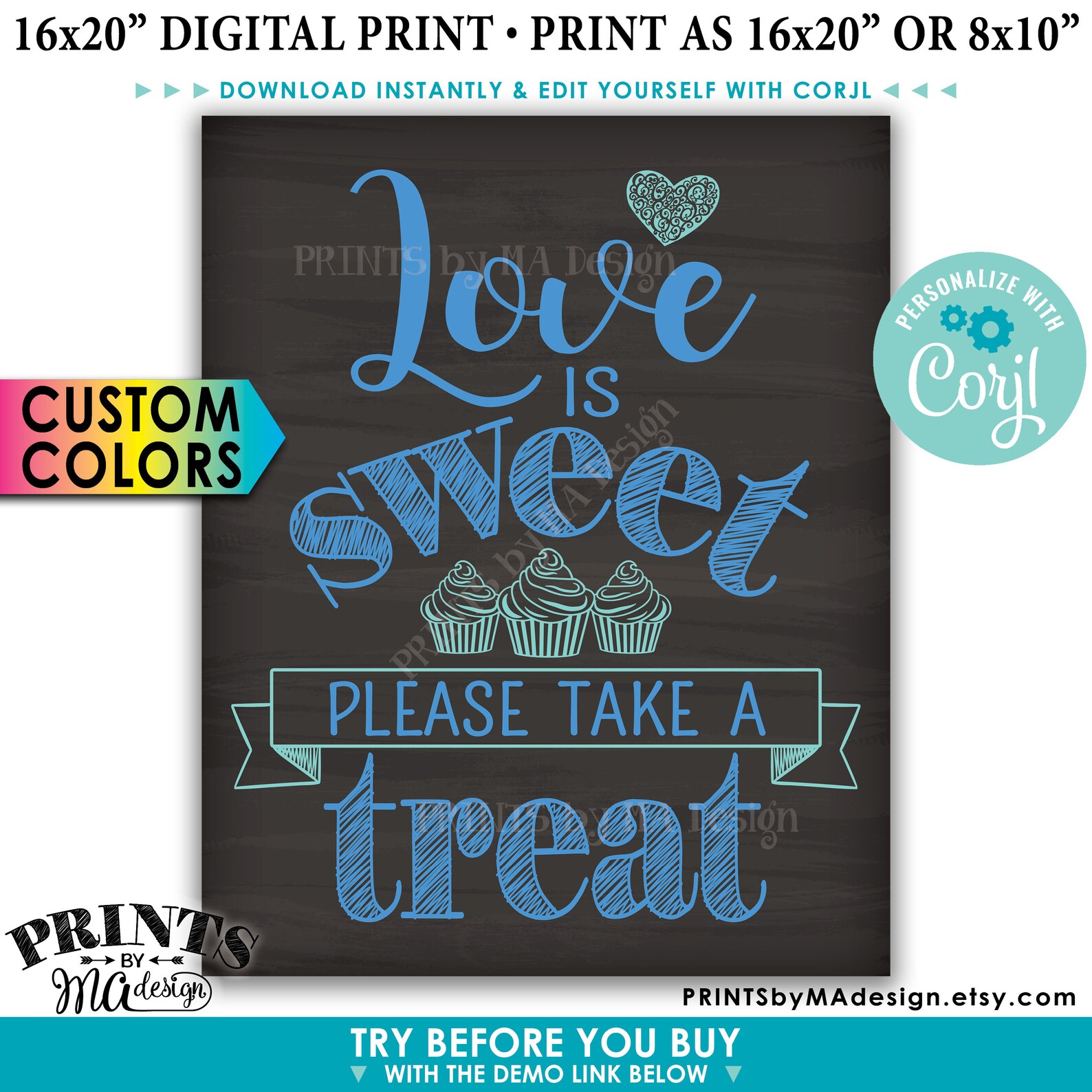 Love is Sweet Please Take a Treat Sign, PRINTABLE Chalkboard Style 8x10 ...