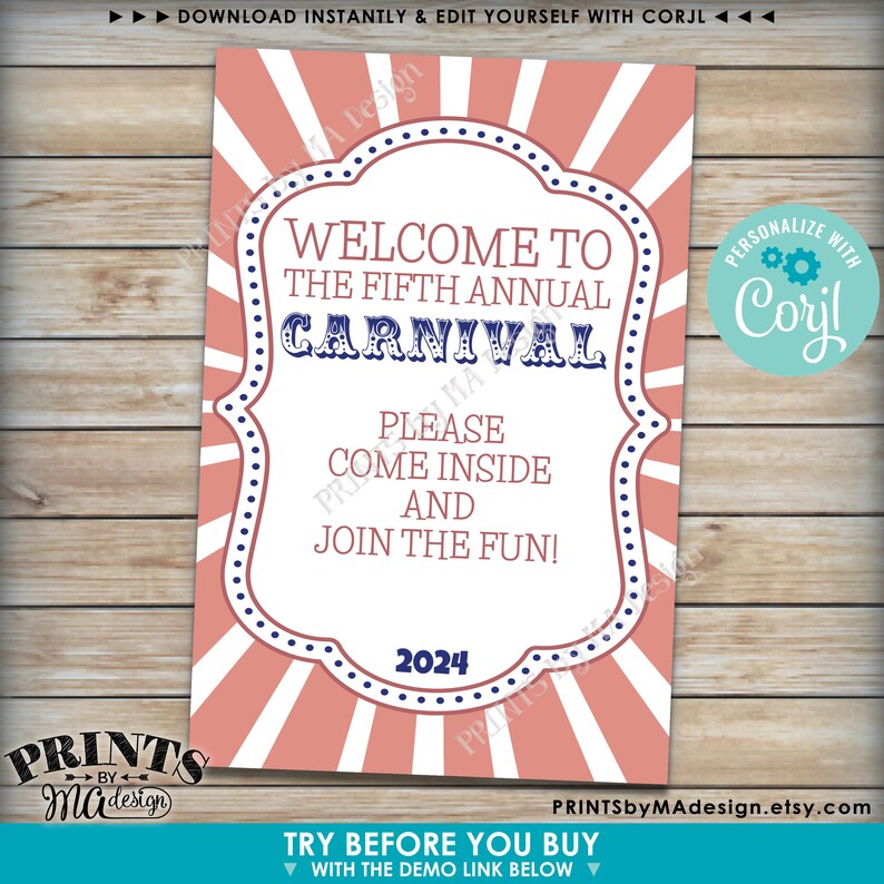 Custom Carnival Signs, Carnival Theme Party, Circus Birthday, Create up ...