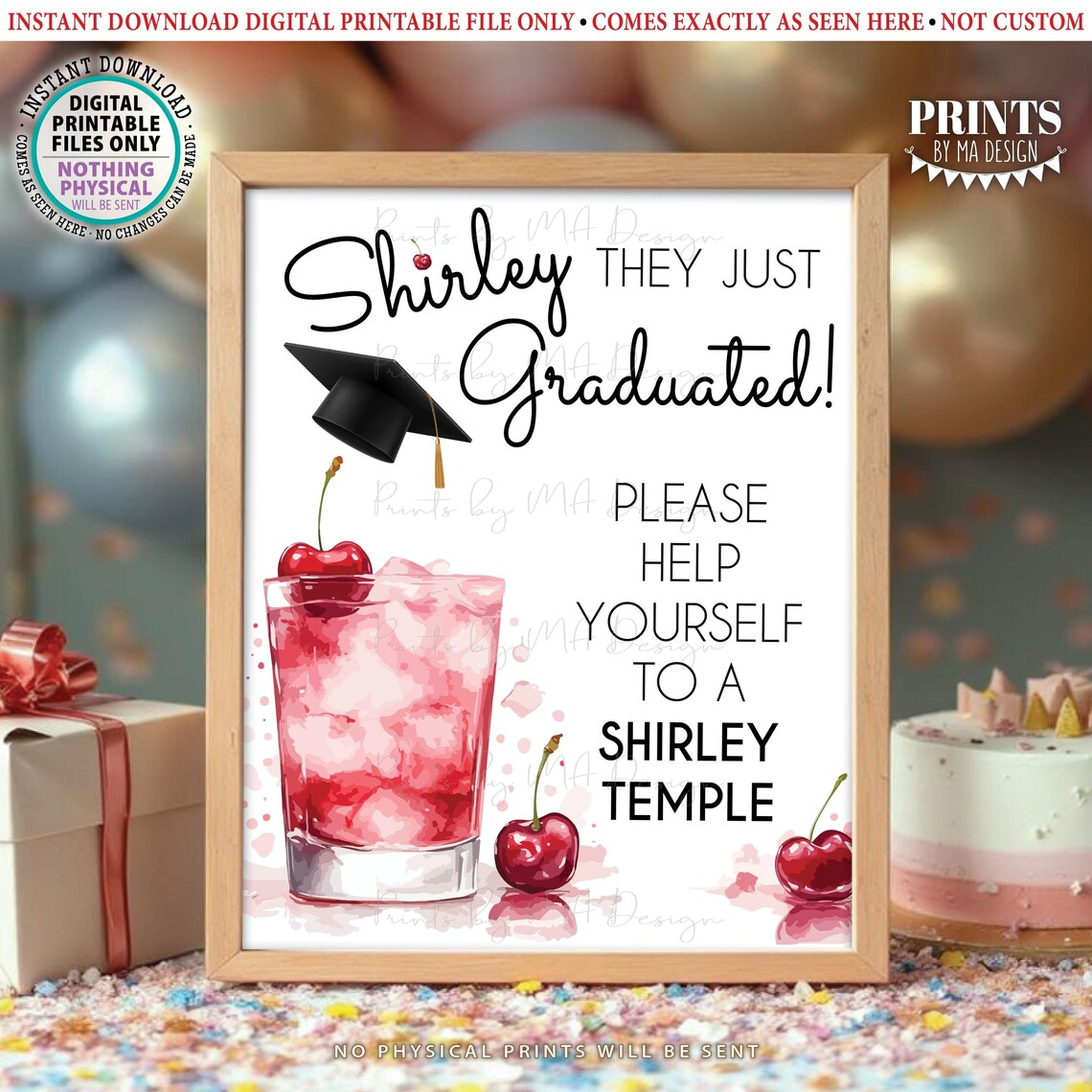 Graduation Shirley Temple Sign, Non-alcoholic Signature Drink Station ...