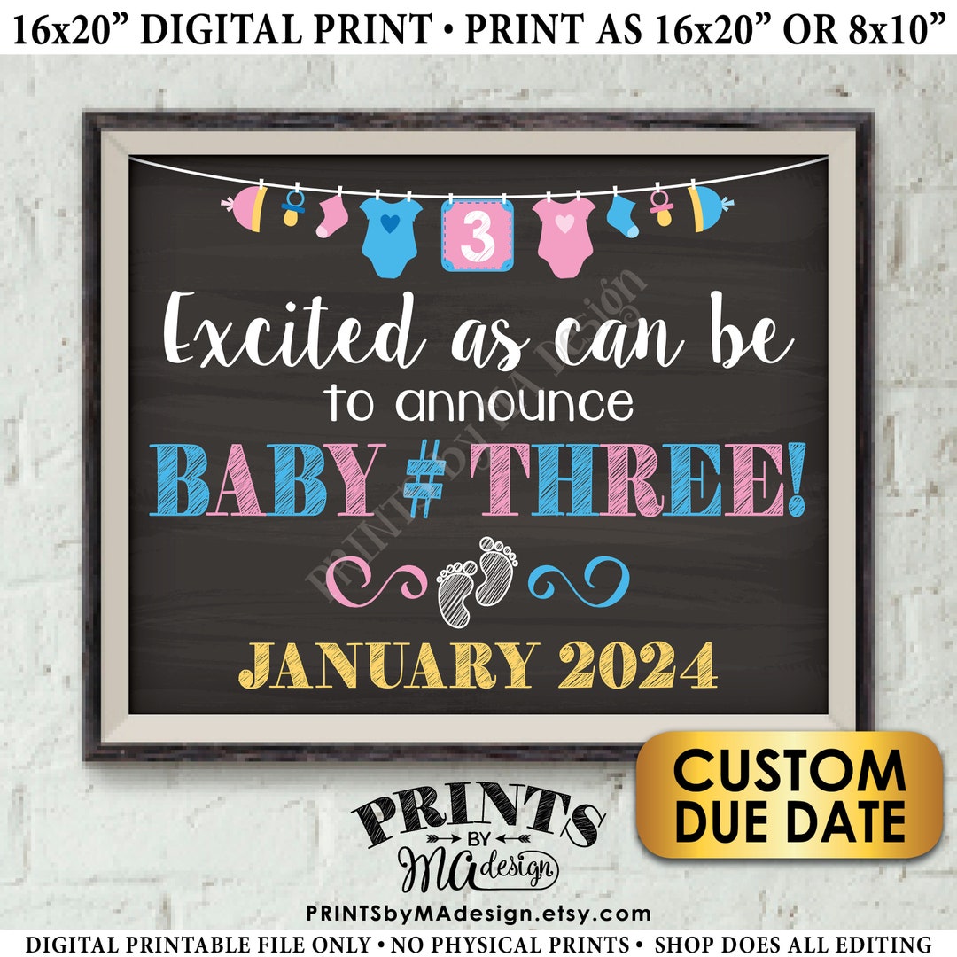 Baby Number 3 Pregnancy Announcement, Baby #3 Expecting Third Child ...