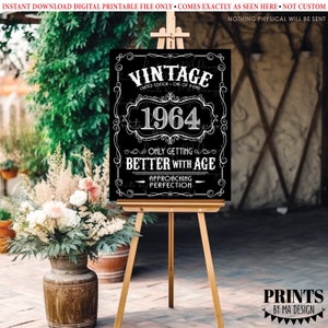 1964 Birthday Sign, Vintage Better With Age Poster, Whiskey Theme ...