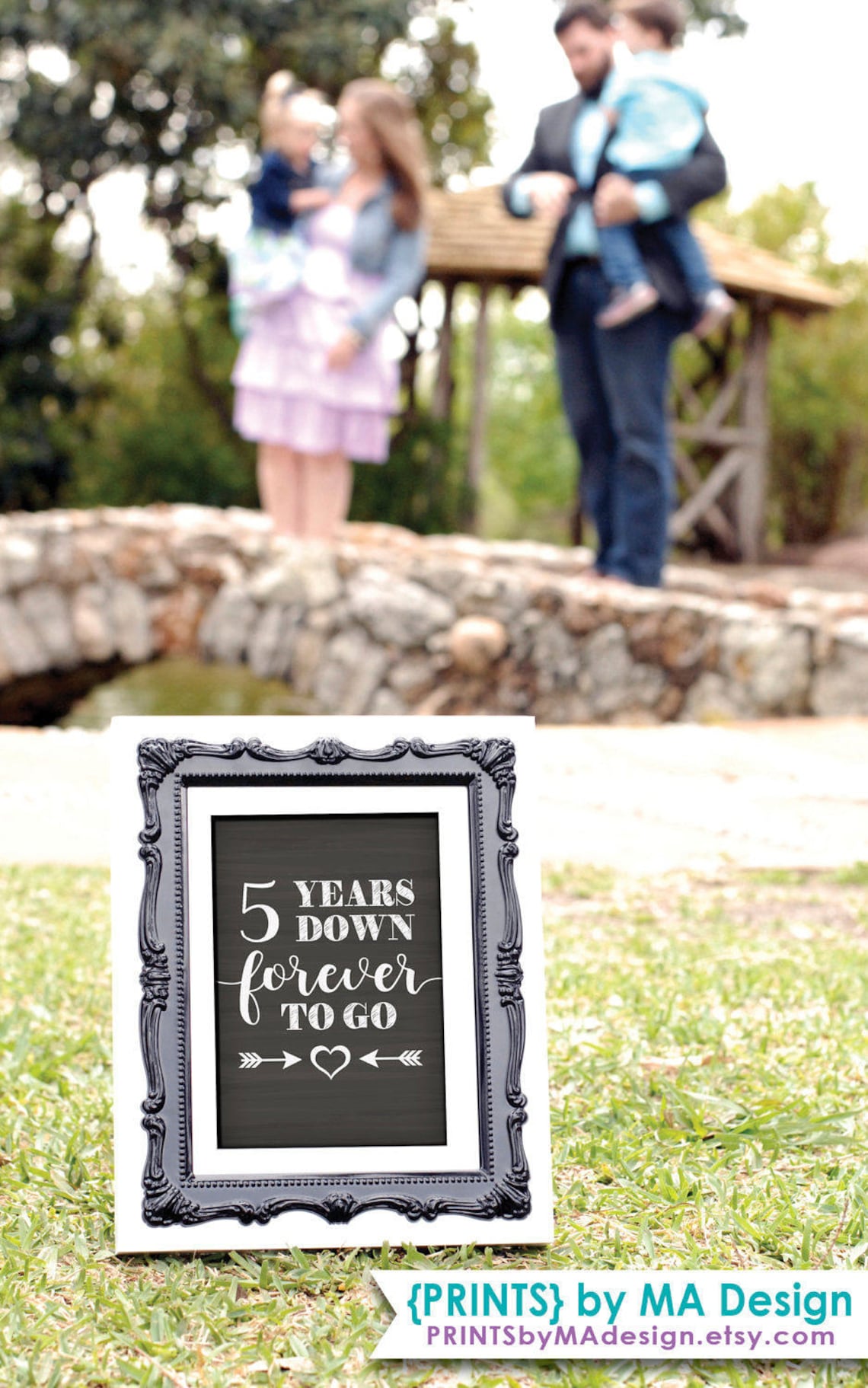 5 Years Down Forever to Go, 5th Wedding Anniversary Gift, Wedding Gift ...