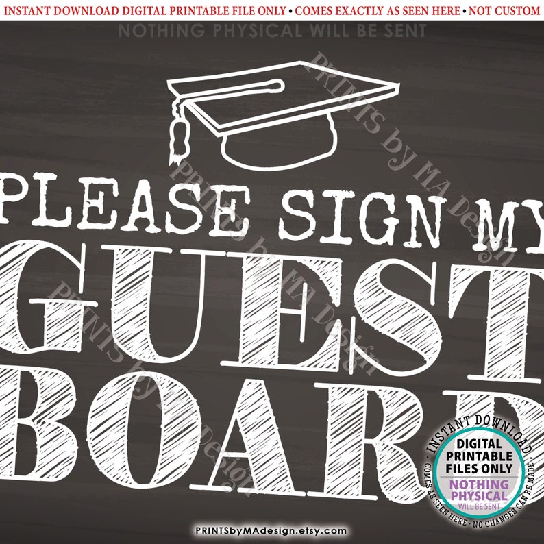 Please Sign My Guest Board Graduation Party Sign Grad - Etsy