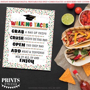Walking Tacos Graduation Party Sign, Grad Party Taco Bar Sign, Fiesta ...