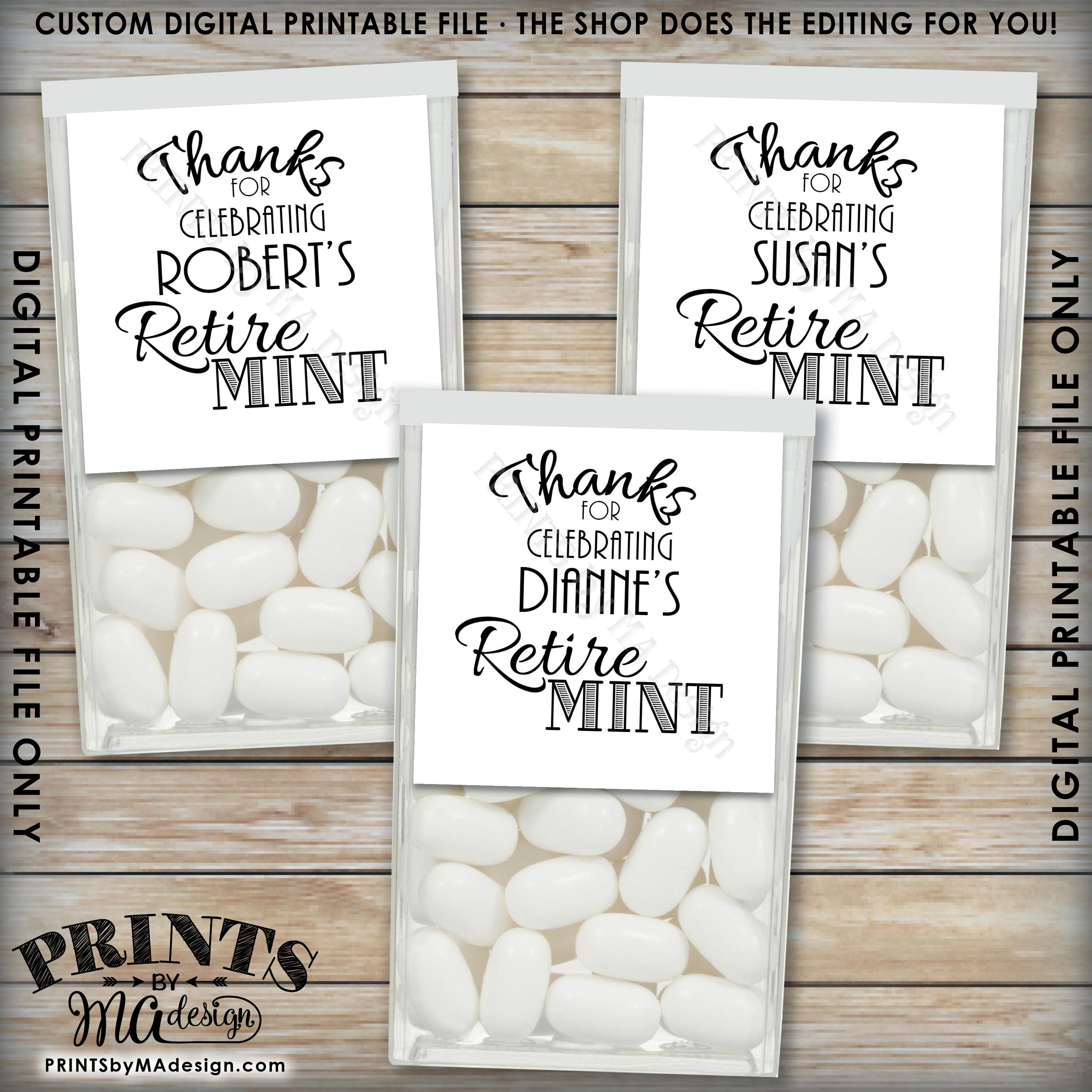 Retirement Party Tic Tac Labels Custom Retire MINT Stickers Mints 