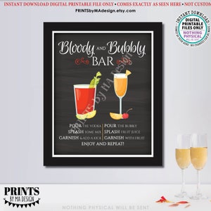 Bloody and Bubbly Bar Sign, Mimosas & Bloody Marys Drinks Menu ...