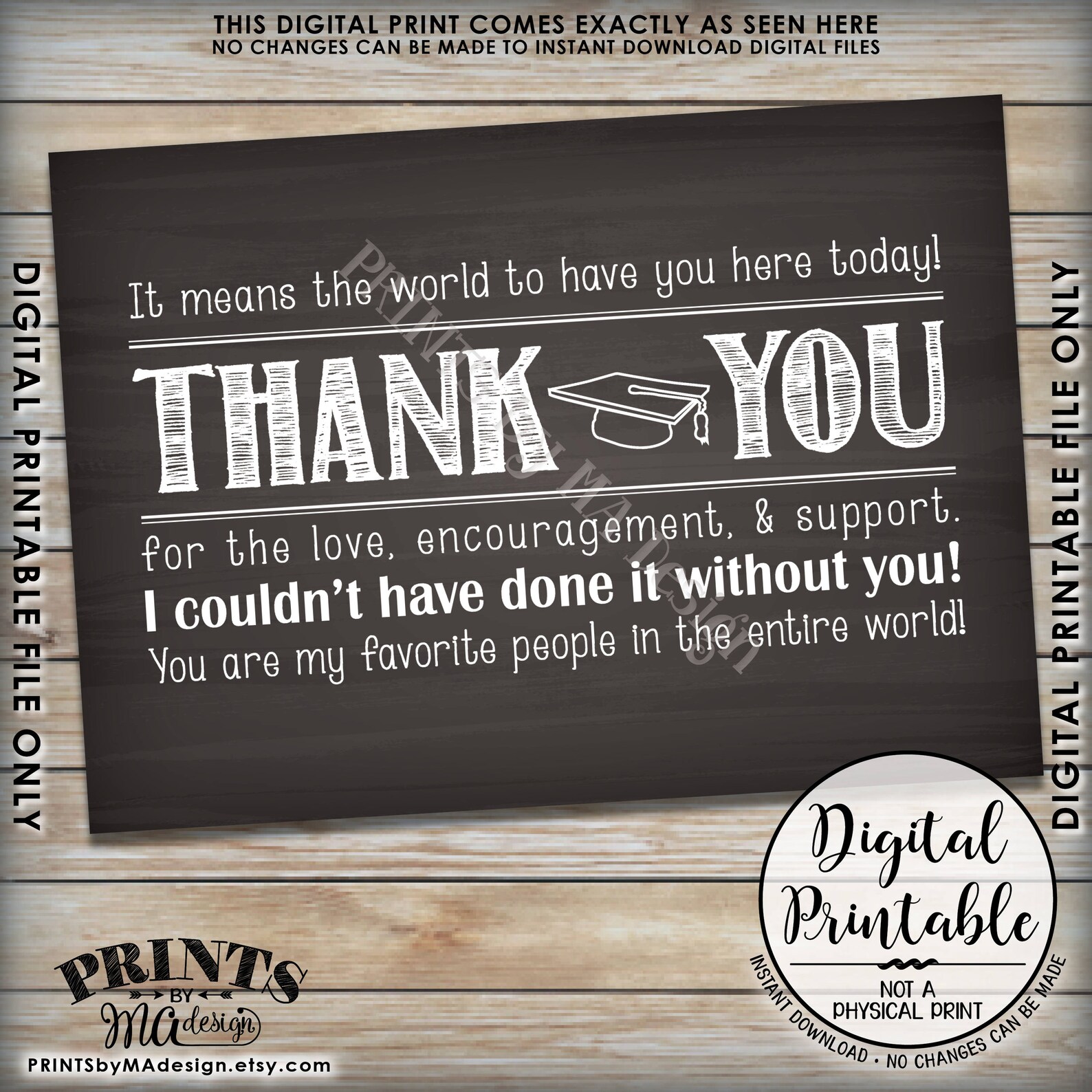 Thank You Sign Thank You Card Graduation Party Decoration | Etsy