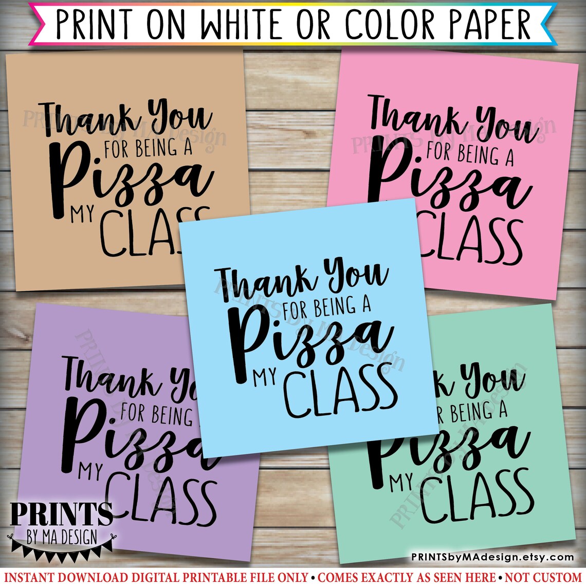 Pizza Labels Thank You for Being a Pizza My Class Pizza Box | Etsy