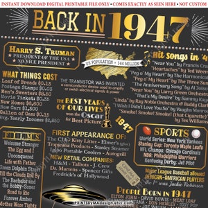 Back in 1947 Birthday Poster Board, Flashback to 1947 Birthday ...