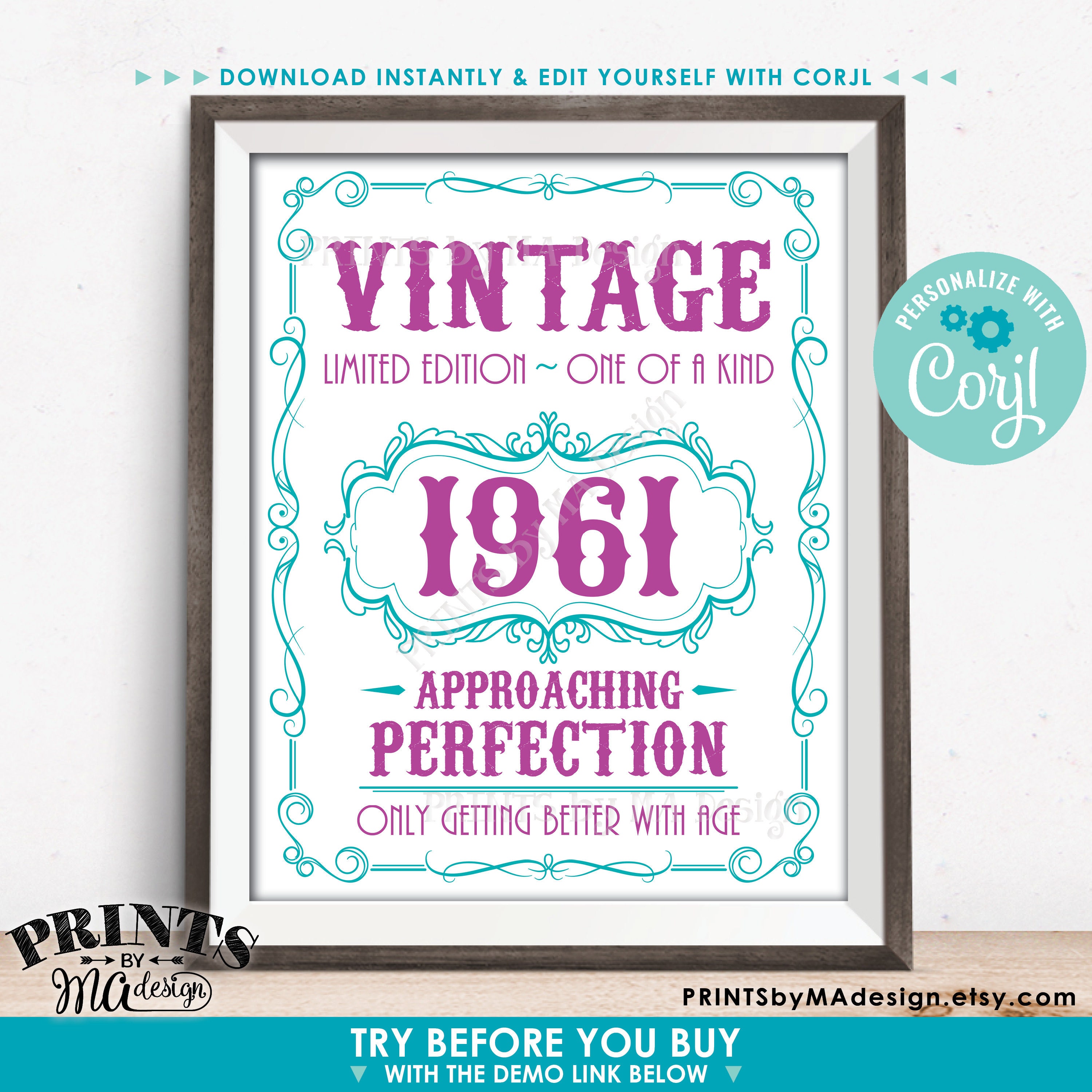 Vintage Birthday Sign Only Getting Better With Age Whiskey - Etsy