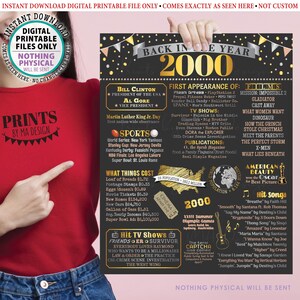Back in the Year 2000 Poster Board, Remember 2000 Sign, Flashback to ...