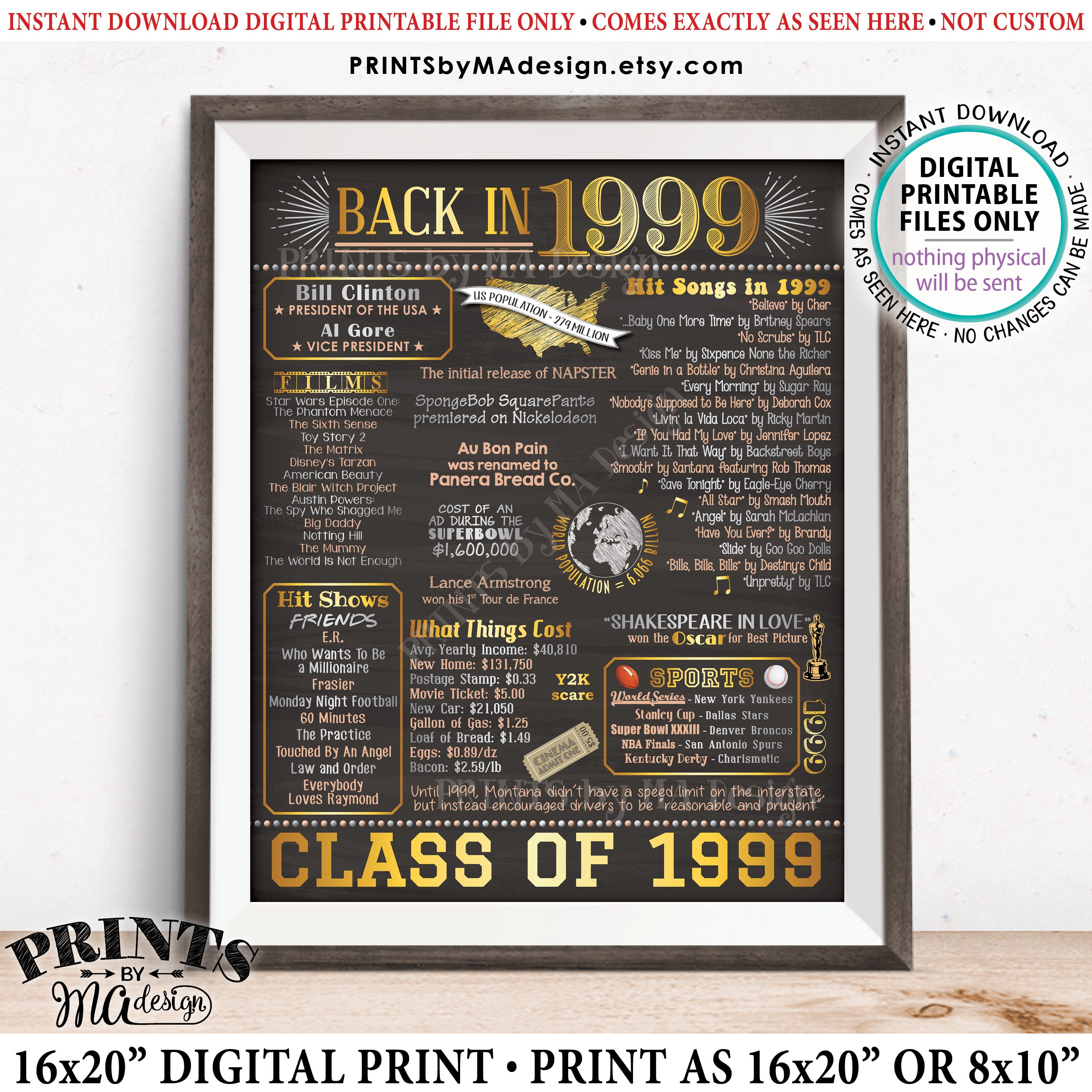 Class of 1999 Reunion, Flashback to 1999 Poster, Back in 1999 ...