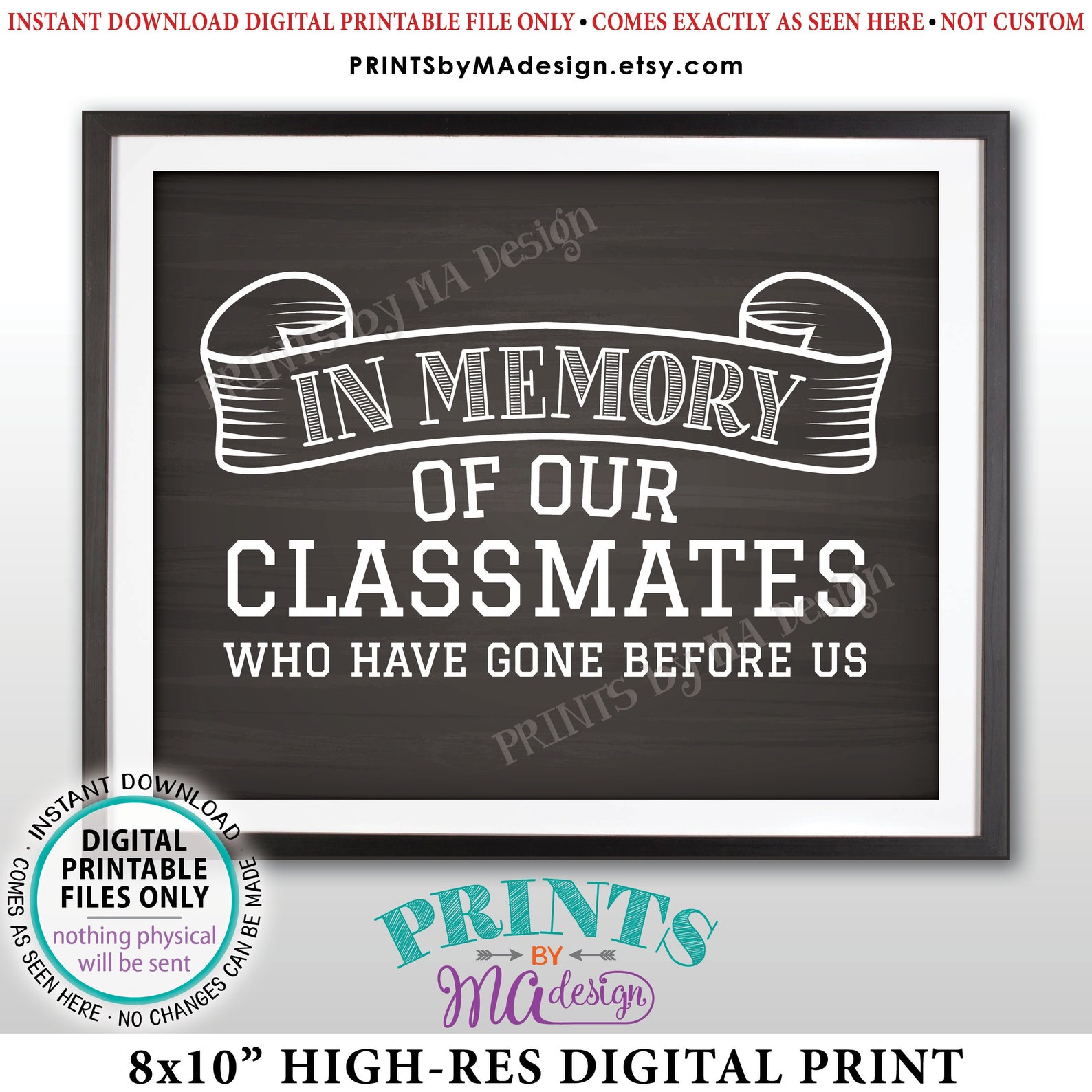 In Memory Sign for Reunion Memorial, in Memoriam of the Classmates Who ...