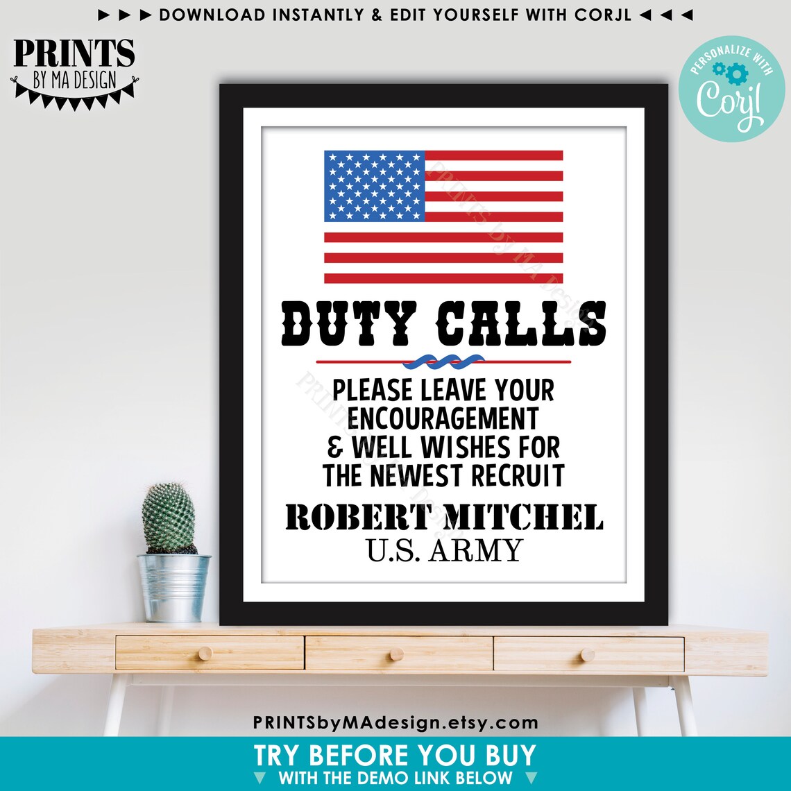 Editable US Military Send-off Sign, Leave Encouragement & Well Wishes ...