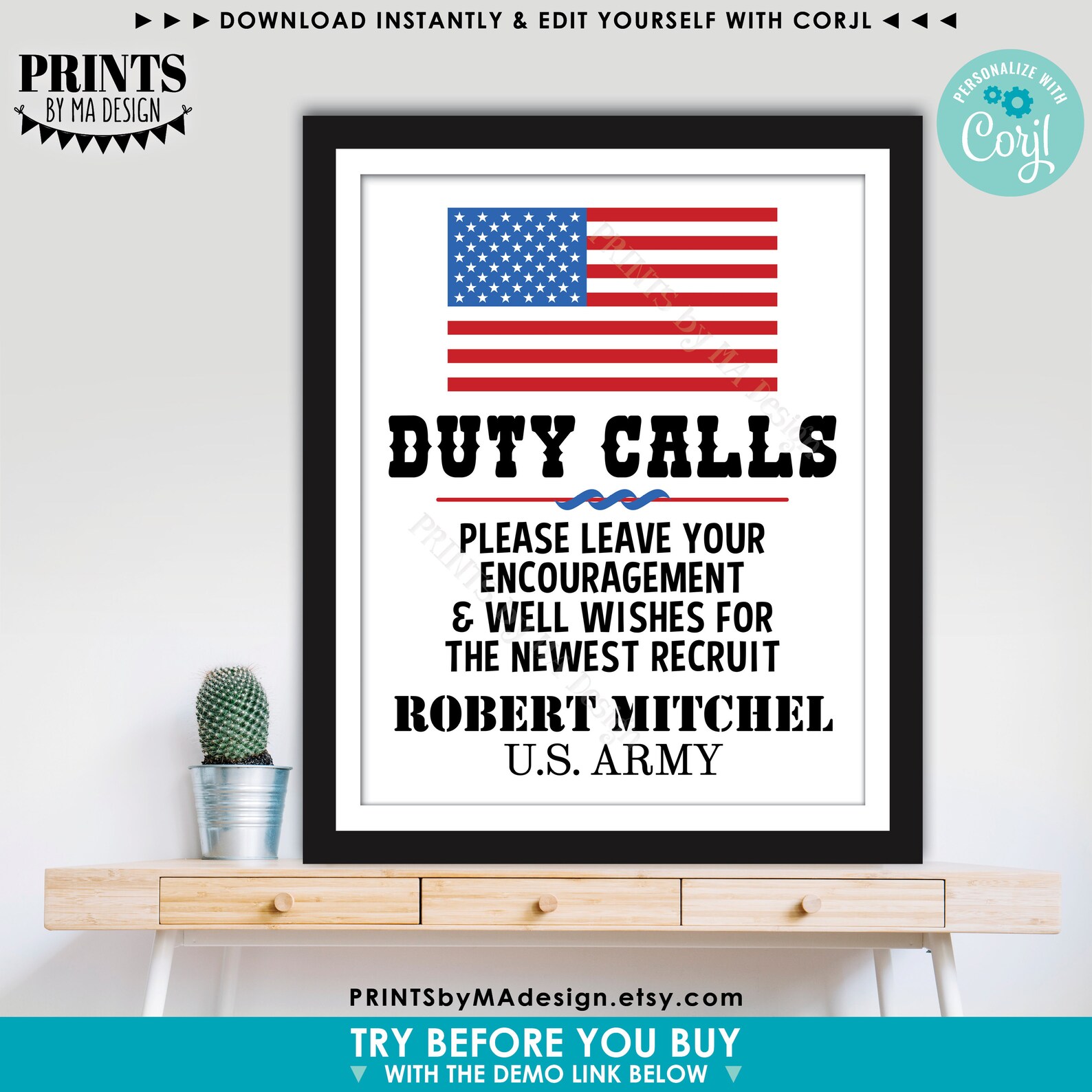 Editable US Military Send-off Sign Leave Encouragement & Well - Etsy