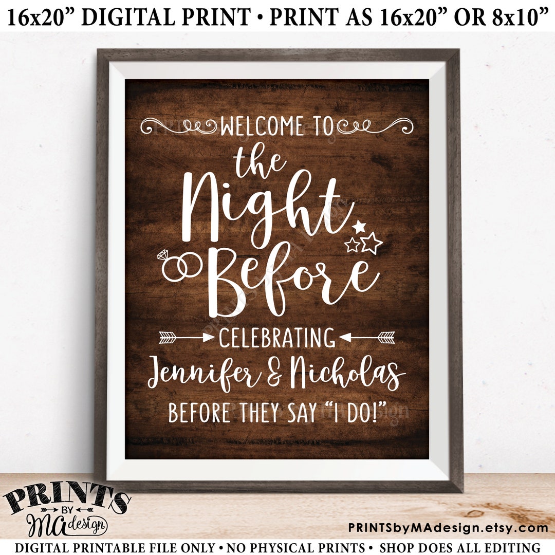 The Night Before Sign, Welcome to the Night Before Rehearsal Dinner ...