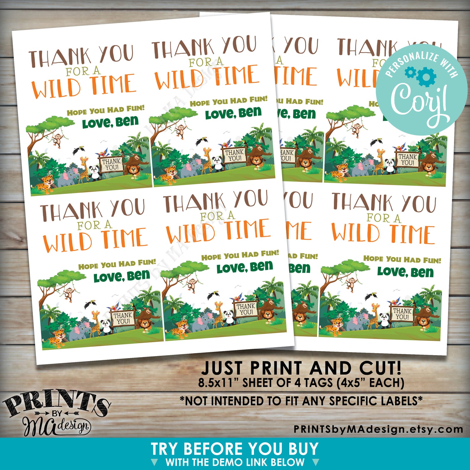 Jungle Birthday Tags Wild Birthday Party Favors Safari - Etsy