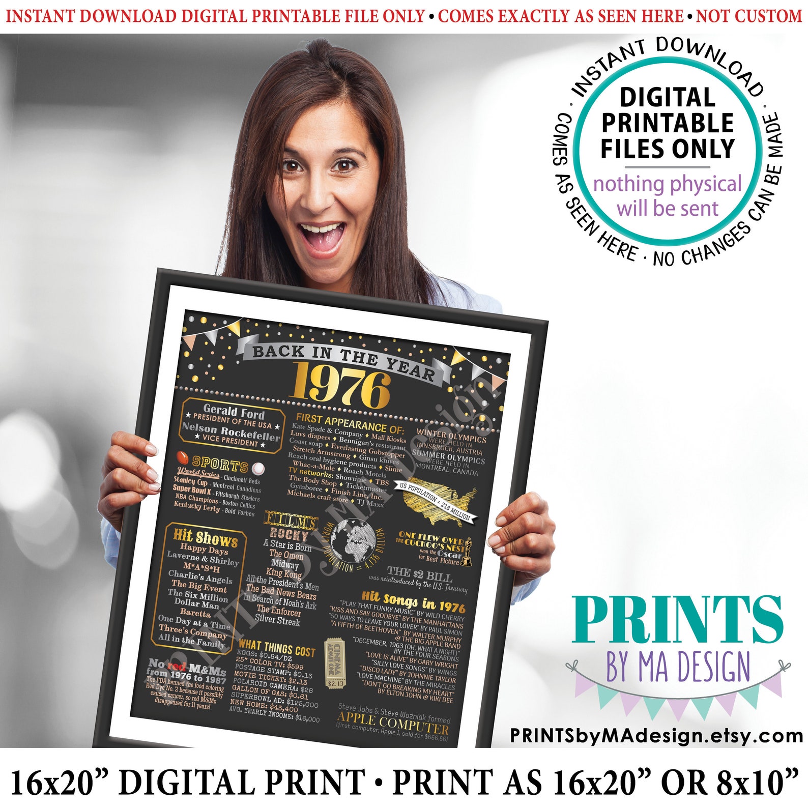 Back in the Year 1976 Poster Board Remember 1976 Sign | Etsy