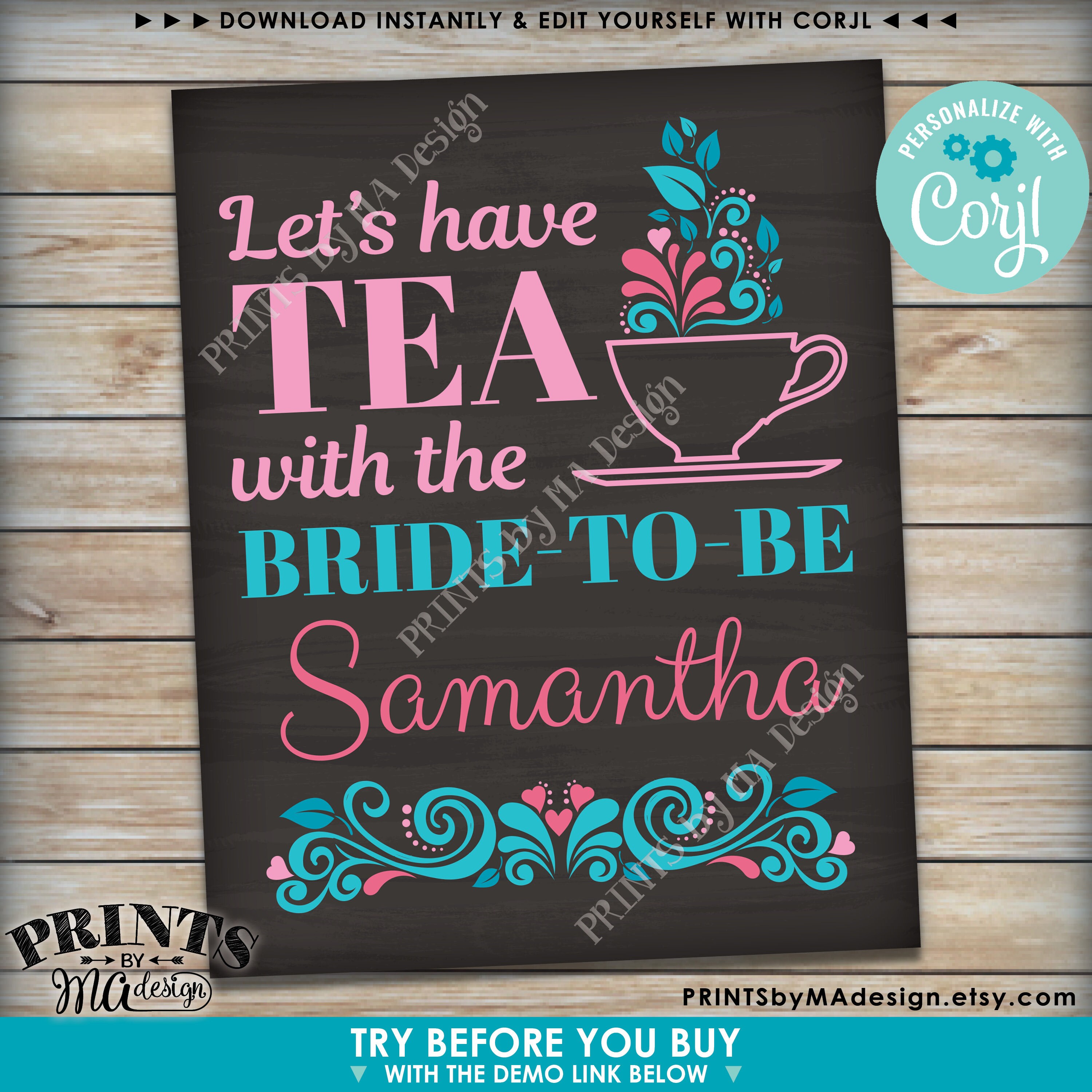 Tea Themed Bridal Shower Sign, Let's Have Tea with the Bride-to-Be ...