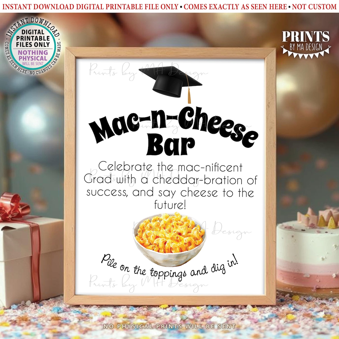 Graduation Mac-n-cheese Bar Sign, Macaroni and Cheese Menu, Mac N ...