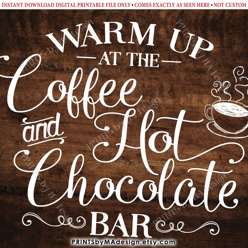 Coffee and Hot Chocolate Sign Warm up at the Coffee & Hot | Etsy