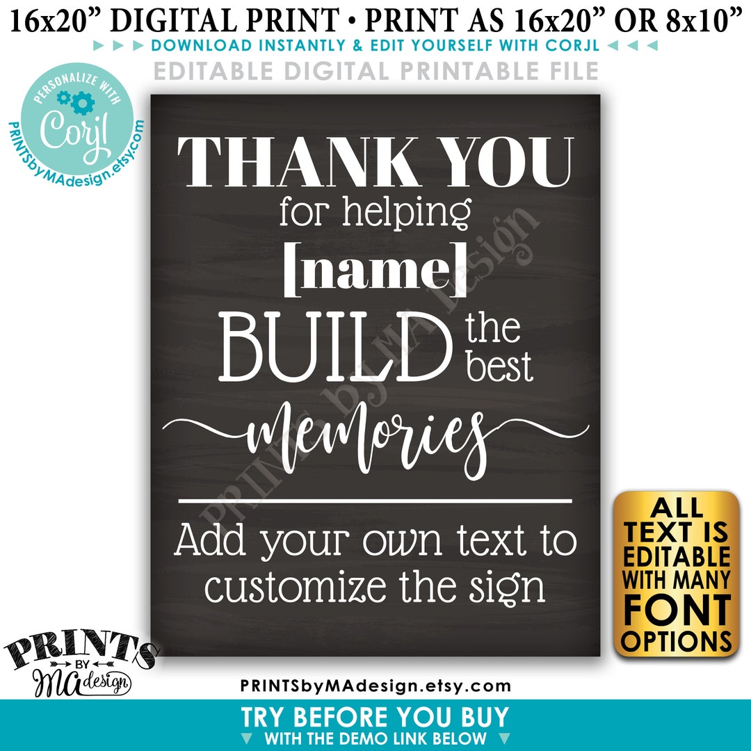 Thanks for Building Memories Sign a Block, Graduation Retirement ...