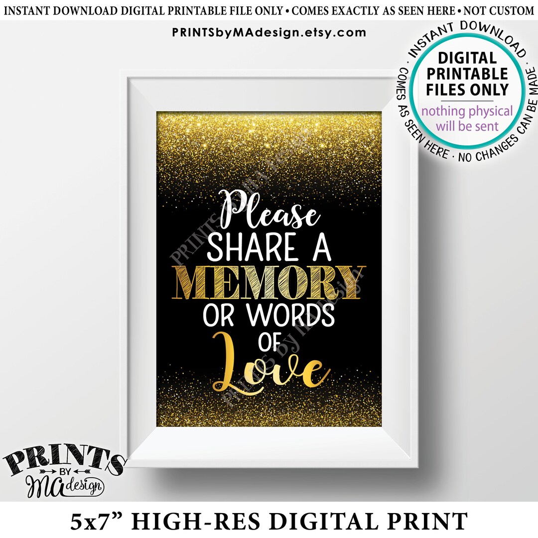 Share a Memory or Words of Love Sign, Birthday, Anniversary, Retirement ...